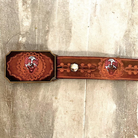 Accessories | Leather Custom Shriners Clown Belt Wbrass Buckle | Poshmark